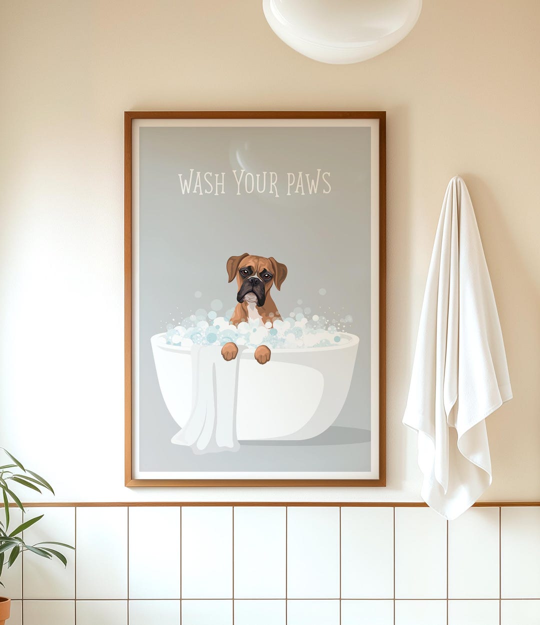 Boxer Wash Your Paws Bathroom Wall Art, Calm Pet Decor - Etsy