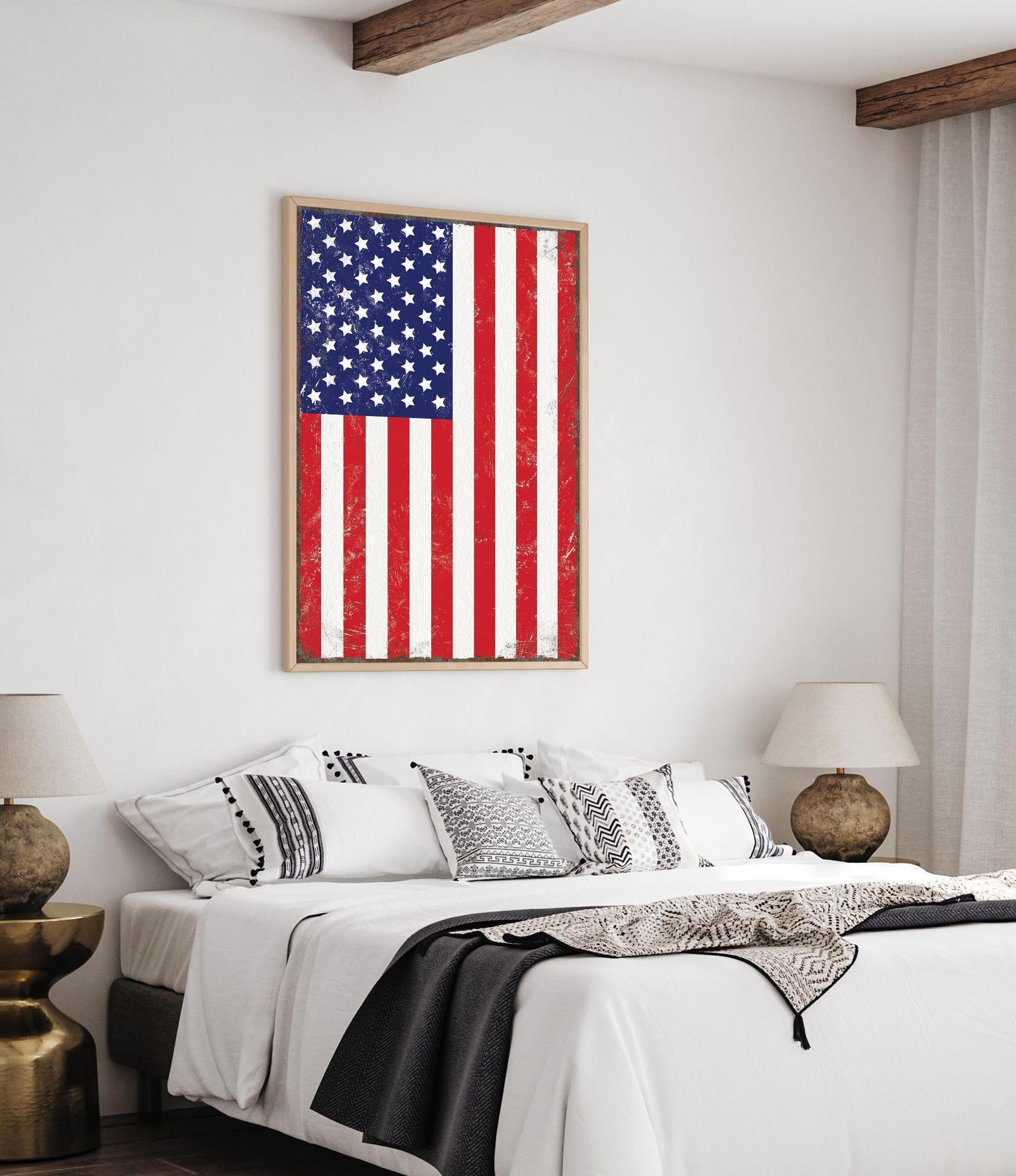 Vertical American Flag Sign, Distressed USA Flag Poster – Farmhouse ...