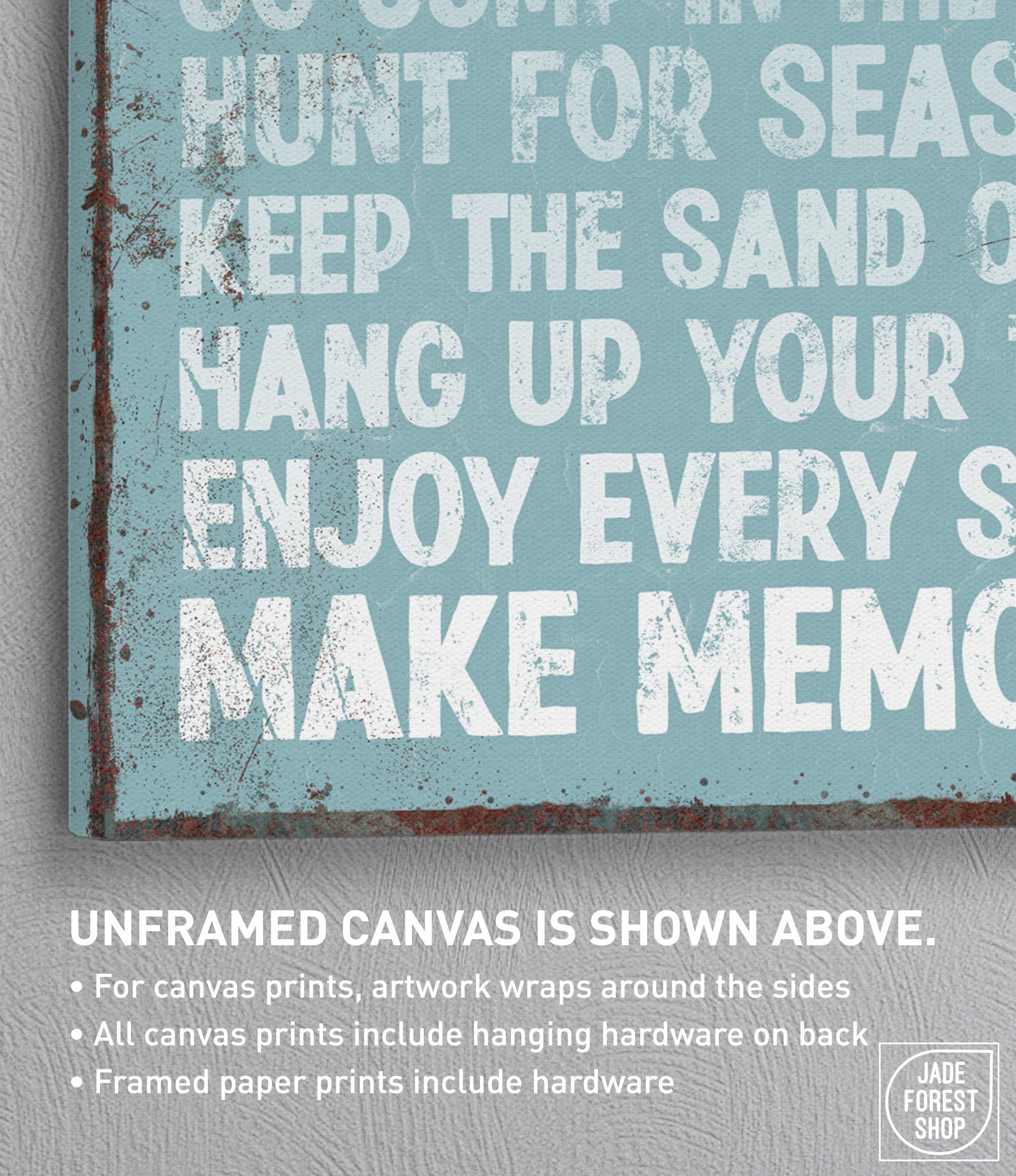 BEACH HOUSE RULES Sign in Tide Blue, Extra Large Canvas Art Print ...