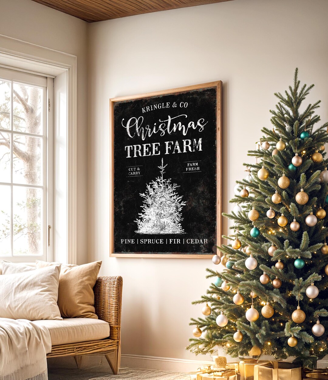 Vintage Tree Farm Christmas Sign, Rustic Wood (canvas or Paper Print ...