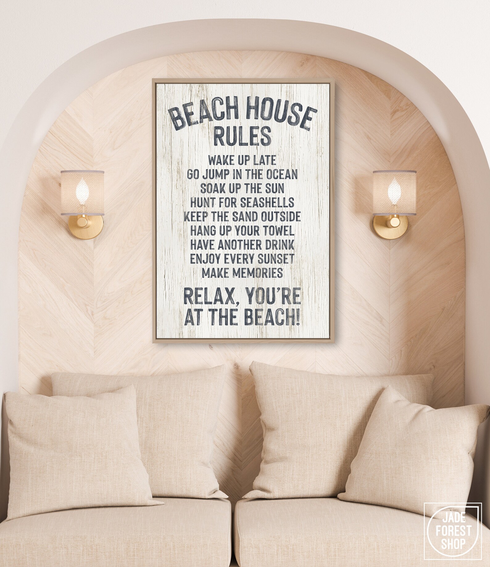 Vintage BEACH HOUSE RULES Print, Hale Navy on White, Painted Words on ...
