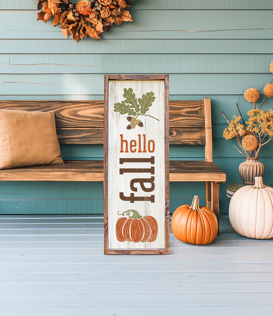 Modern Farmhouse, Outdoor Fall Sign, Autumn Sign, Tall Skinny Hello ...