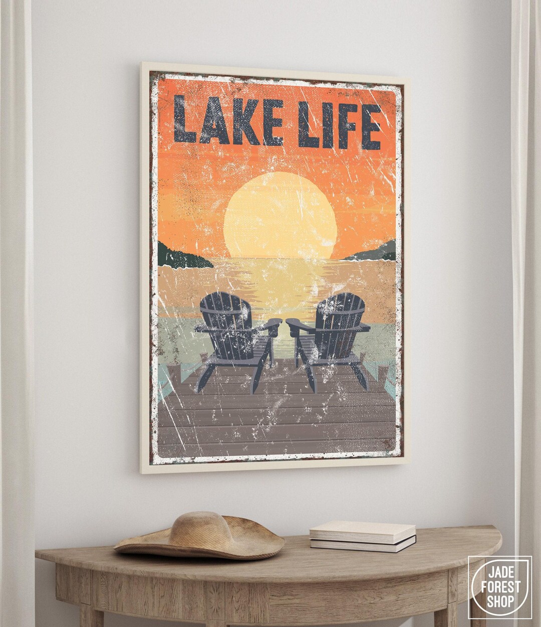 Aluminum Lake Signs, Vintage Lake Decor, Adirondack Art, Sunset Dock ...