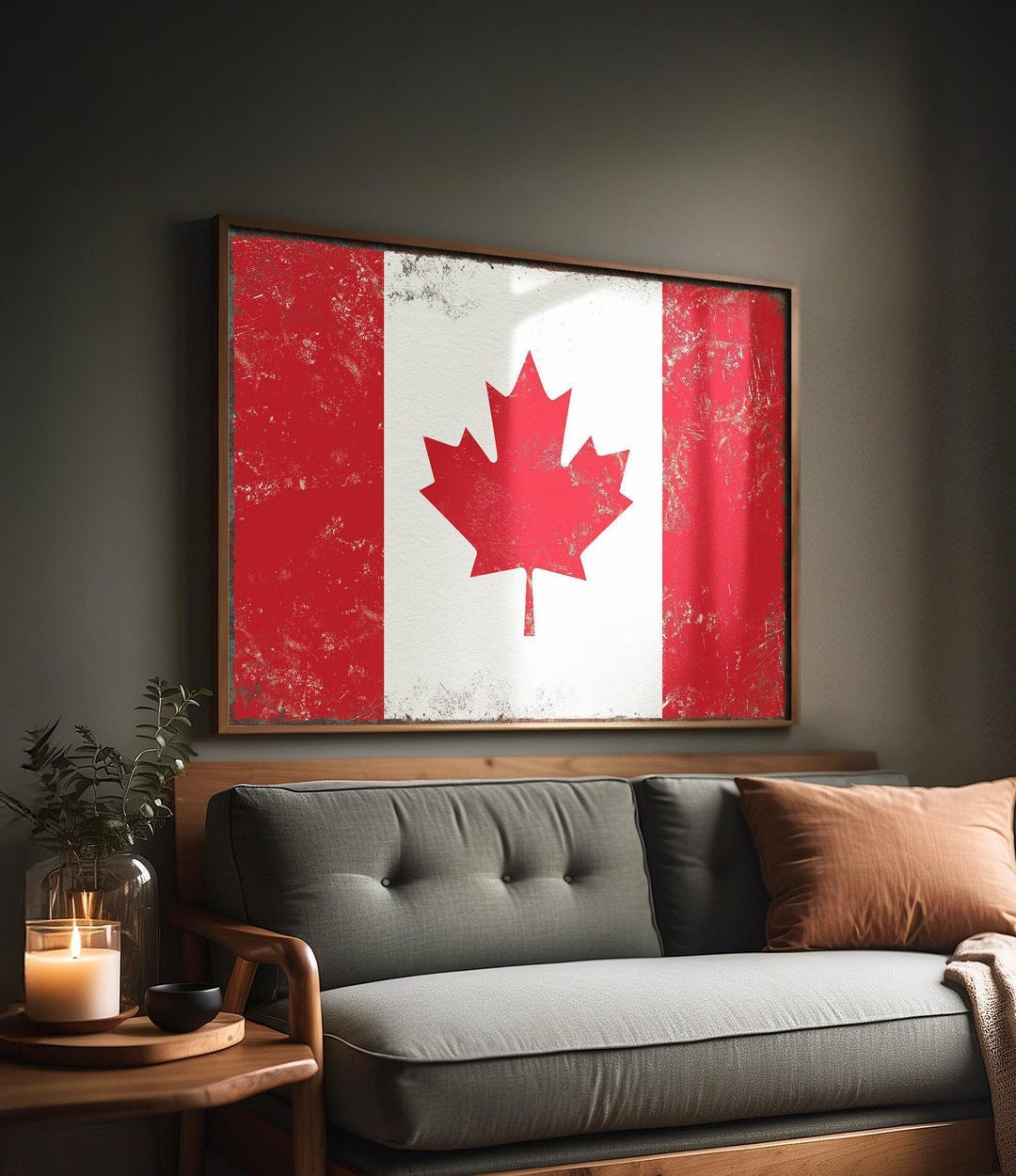 Canada Flag Wall Art Painted Rusted Edge, Canadian Flag Poster, Vintage ...