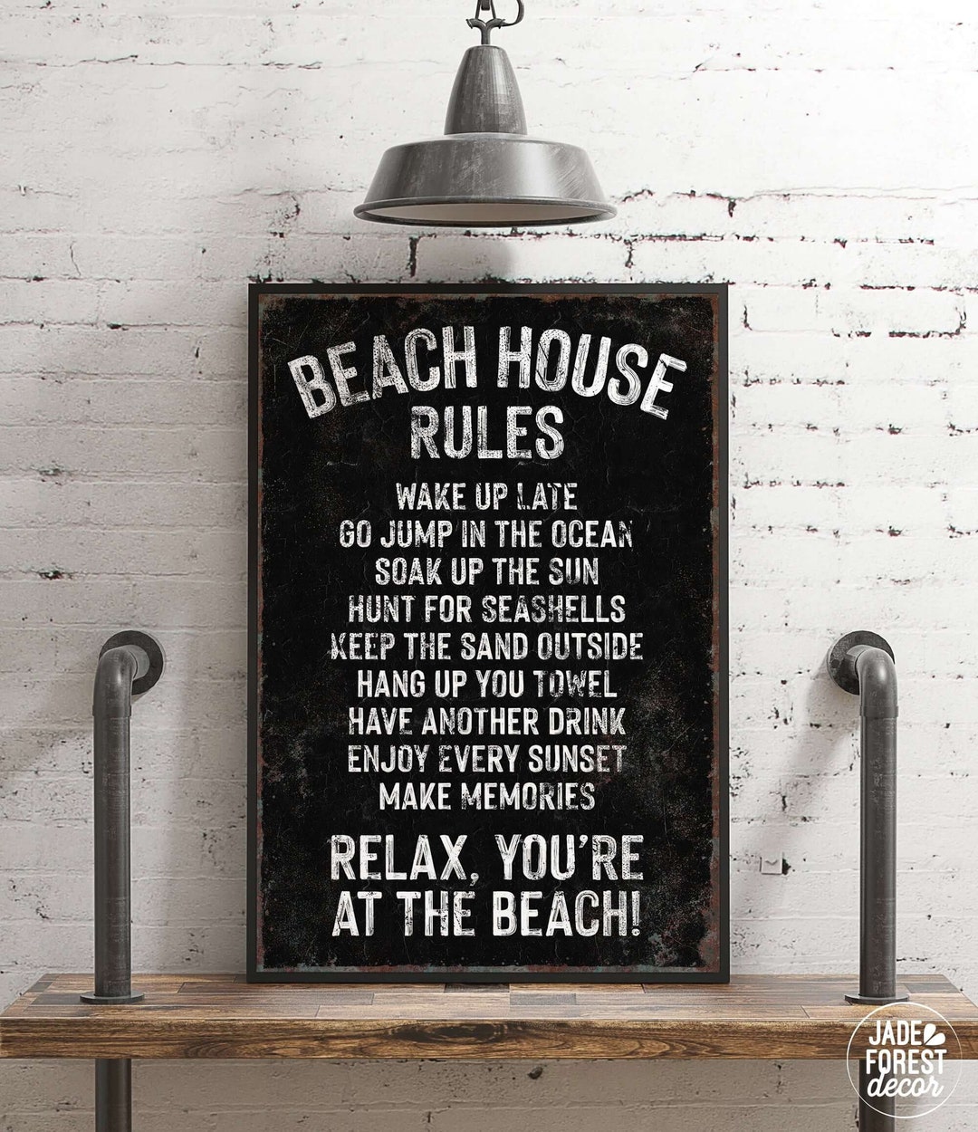 Vintage beach HOUSE Rules Sign Black and - Etsy