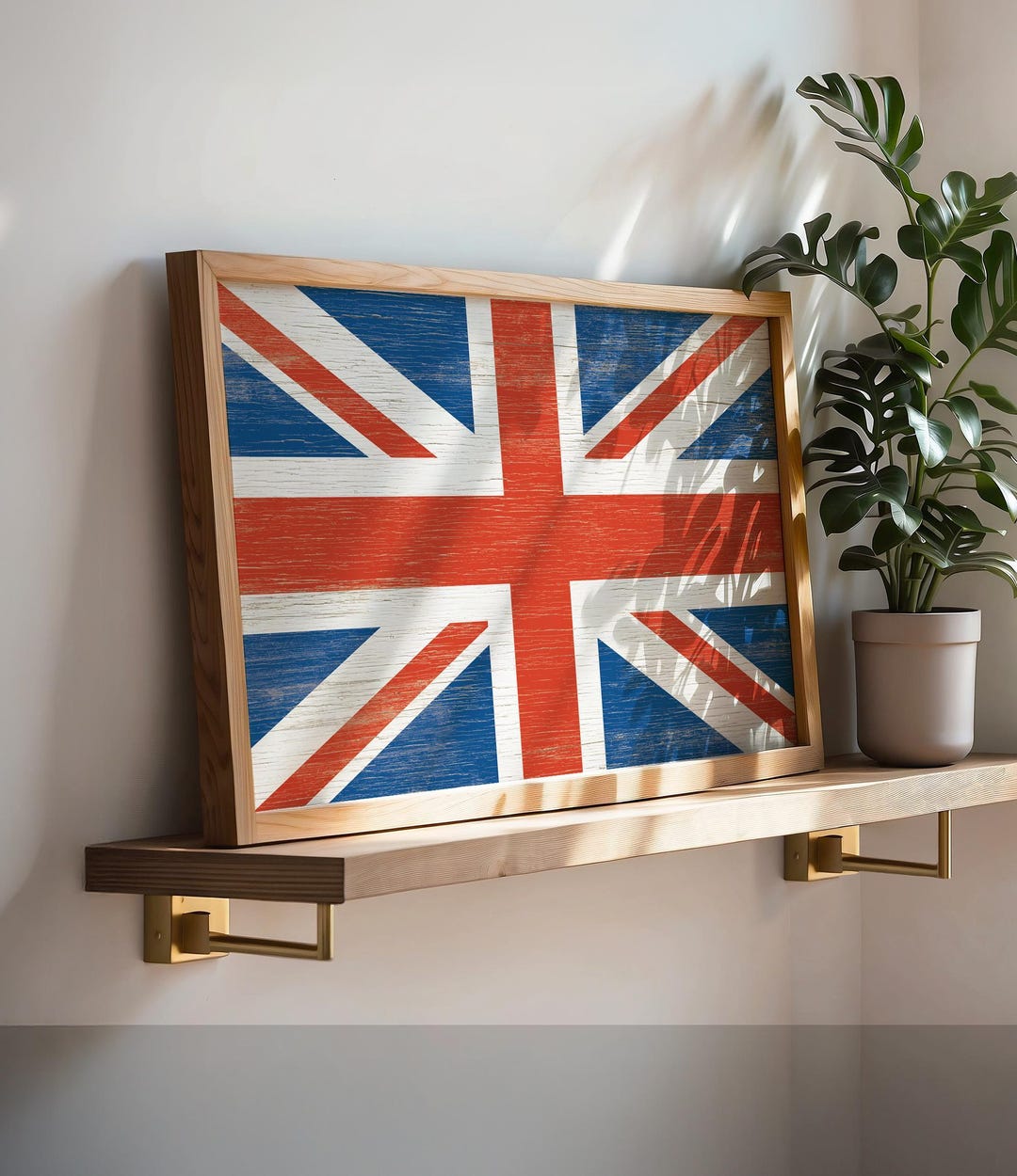British Flag Wall Art, UK Flag Wood Canvas, Rustic Pub Decor, Vintage ...