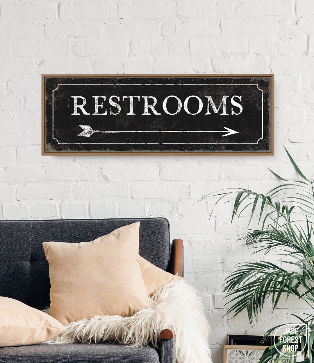 Vintage Bathroom Arrow Sign, Antique Arrow Pointing Right, Directional ...