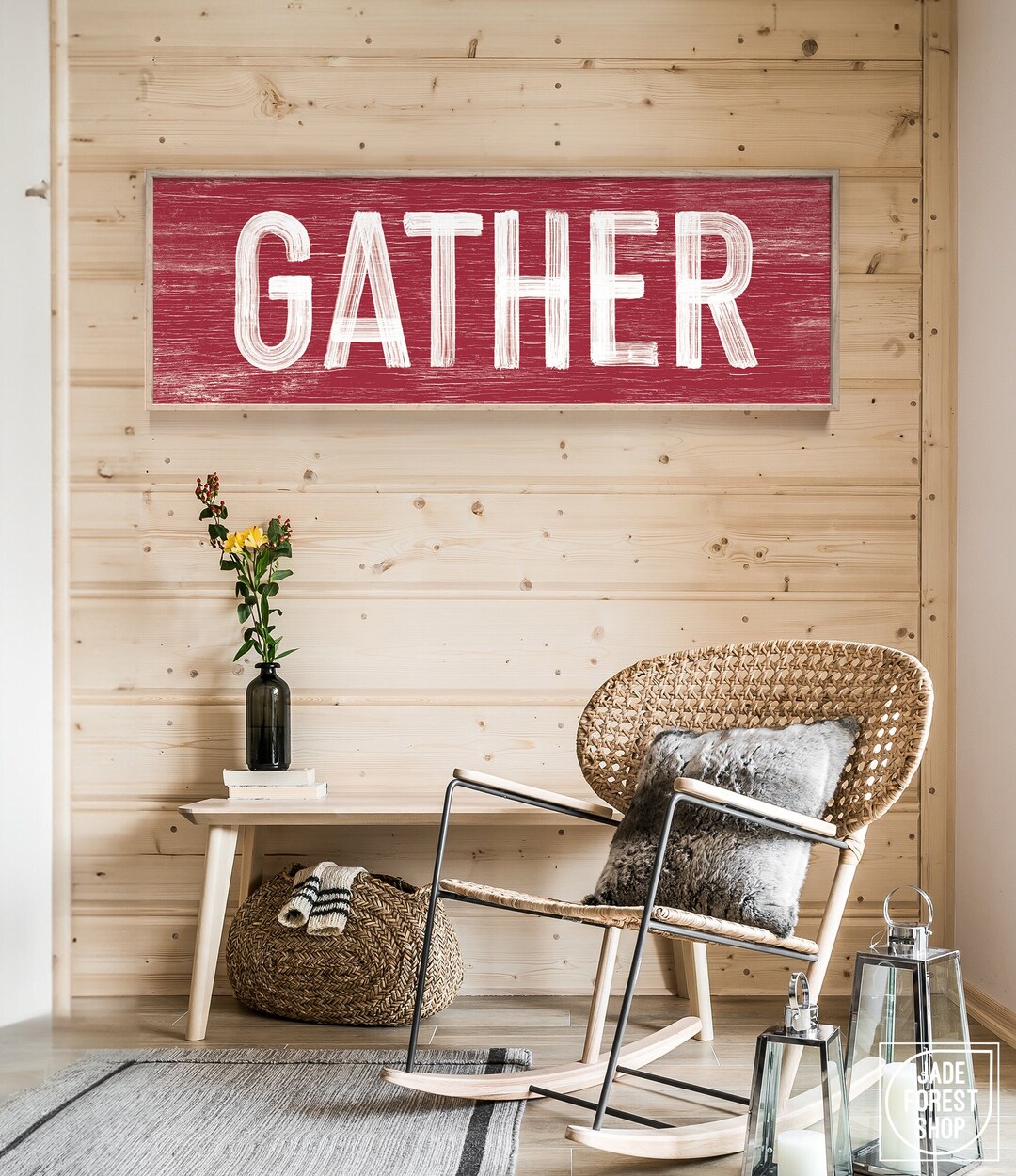 GATHER Sign in Dark Red, Thanksgiving Home Decor, Thanksgiving Wall ...