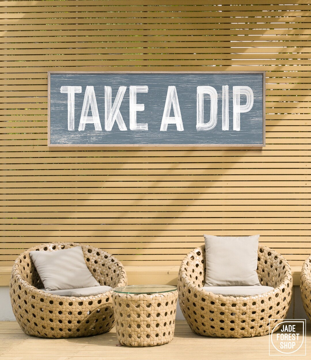 Vintage Harbor Blue TAKE A DIP Pool Sign, Long Skinny Patio Wall Decor ...