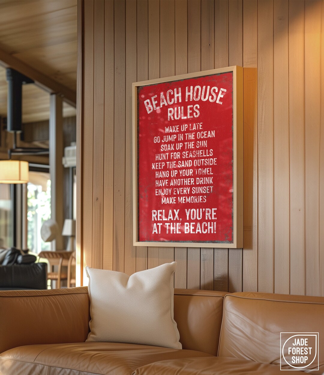 Vintage "beach HOUSE Rules" Sign, Bright Red Sign Art Print, Coastal ...
