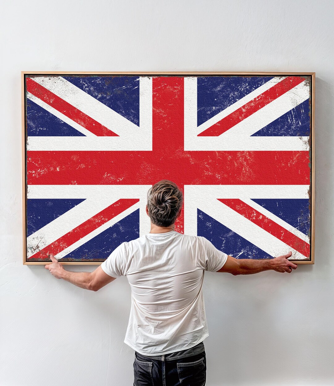 Vintage Union Jack Sign, Framed UK Flag Decor With Rusted Edge, Perfect ...