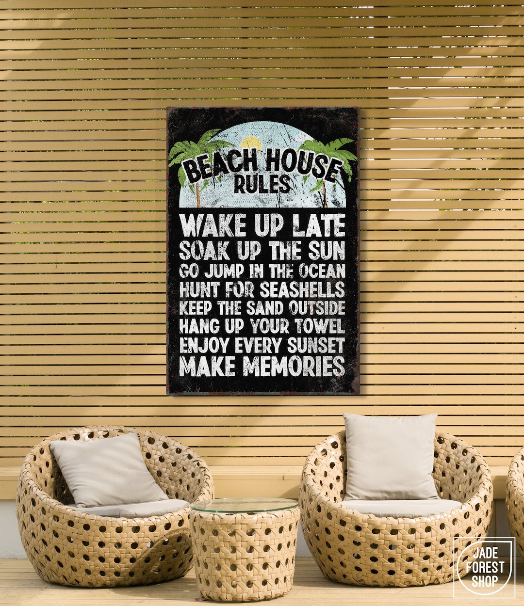 Black and White BEACH HOUSE RULES Sign, Vintage Beach Poster for Tiki ...