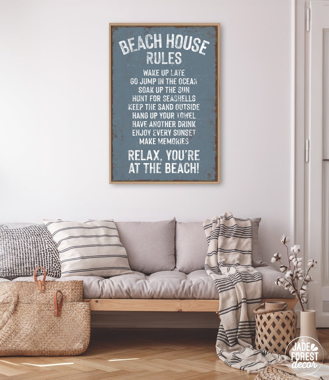 Vintage beach HOUSE Rules Sign, Harbor Blue Beach Print, Custom Beach ...