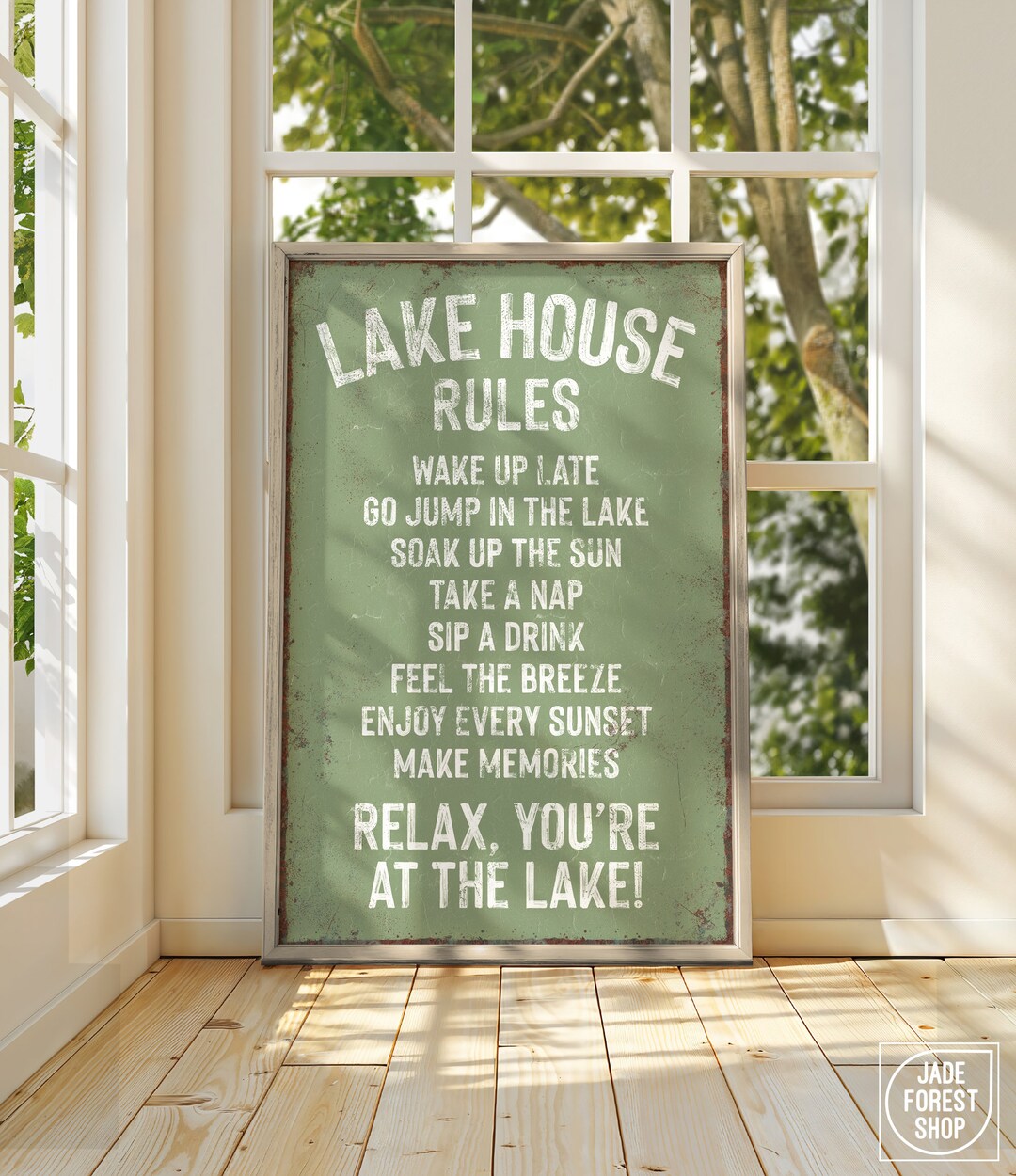 Lake House Rules Sign in Seagrass, Vintage Lake House Decor, Retro Lake ...