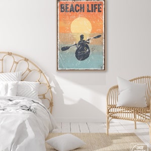 Vintage "beach Life" Sign Sunset Accent, KAYAKING Poster for Vintage ...