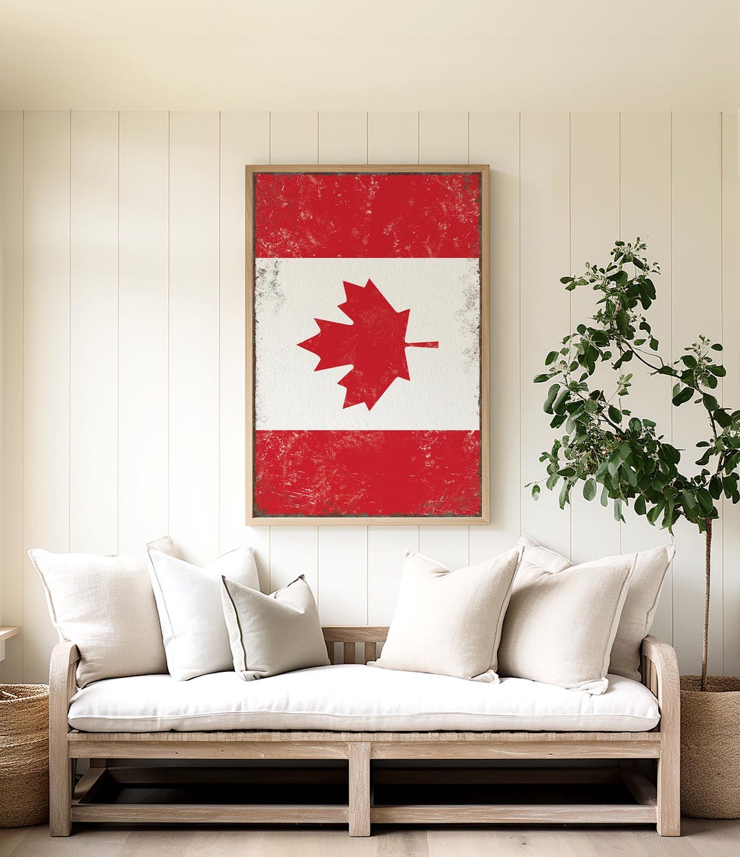 Vertical Canadian Flag Sign, Framed Canada Flag Poster, Outdoor Indoor ...