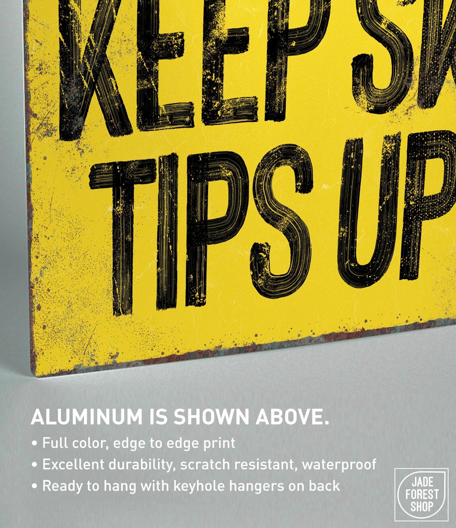 Vintage Yellow "keep Ski Tips Up" Sign > Faux Rusty Edges, Antique Ski ...