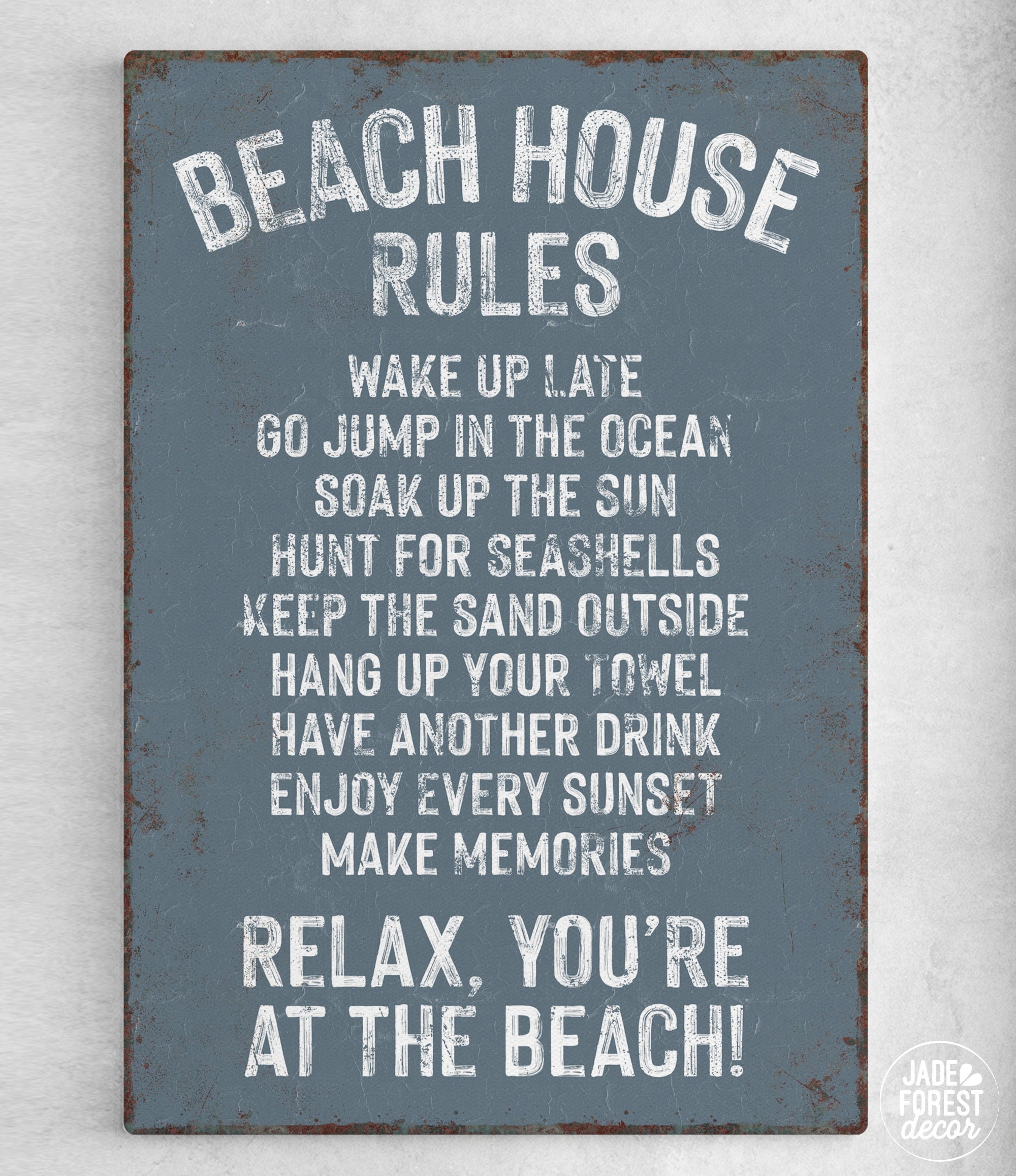 Vintage beach HOUSE Rules Sign, Harbor Blue Beach Print, Custom Beach ...
