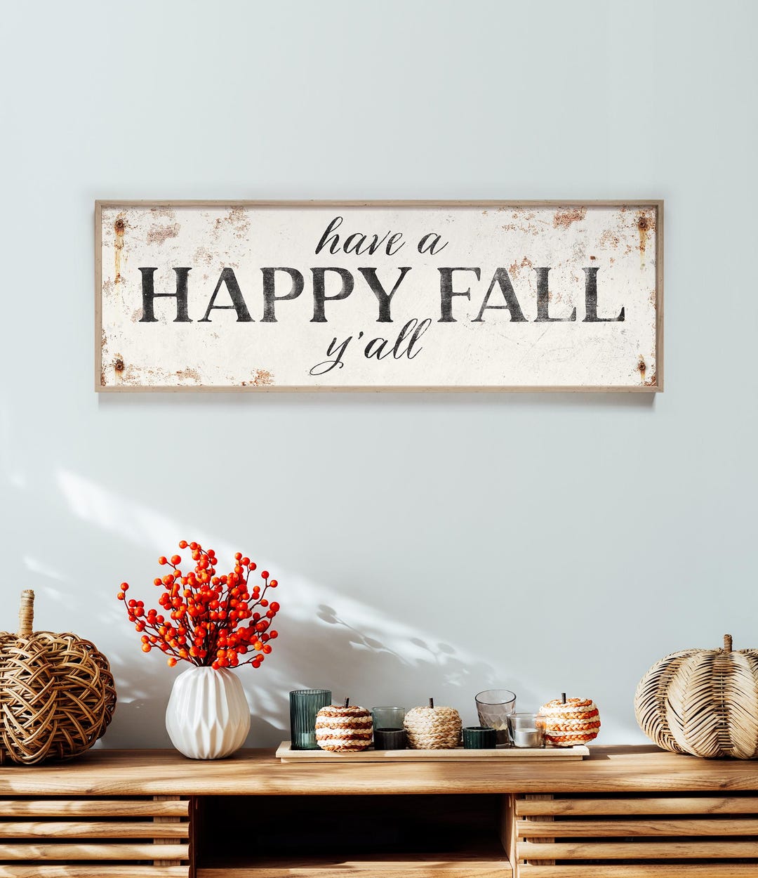 Horizontal Have a HAPPY FALL Yall Sign, Black on White, Rustic Fall ...