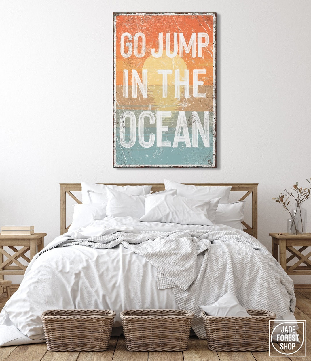 Go Jump in the OCEAN Sign Sunset Accent, BEACH HOUSE Decor, Coastal ...