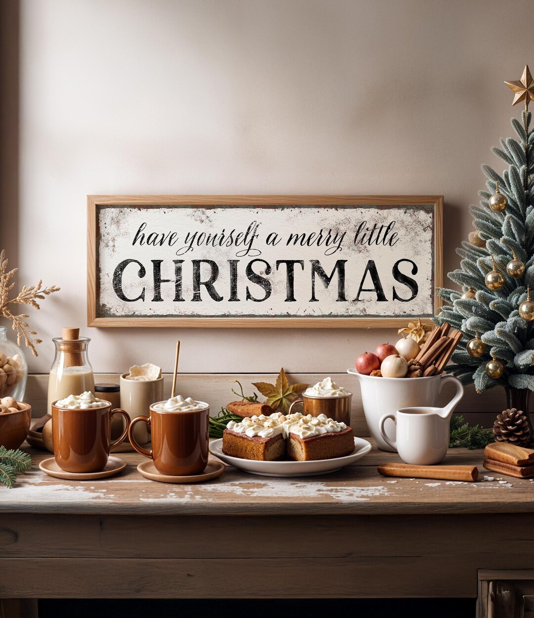 Merry Little Christmas Sign: Rustic Farmhouse Holiday Wall Decor - Etsy