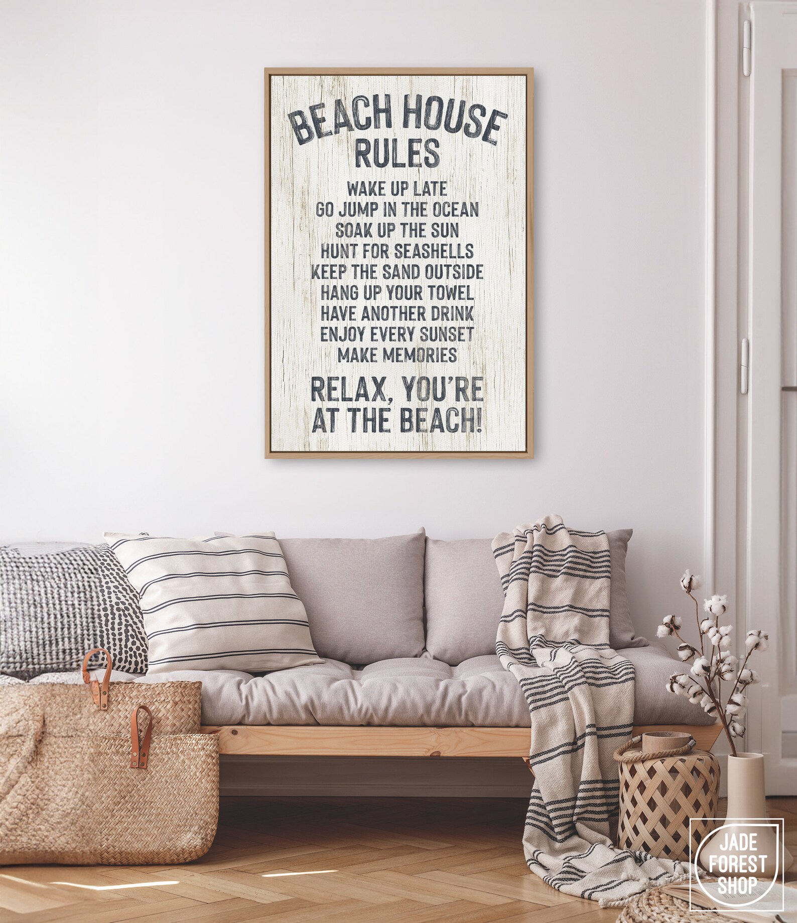 Vintage BEACH HOUSE RULES Print, Hale Navy on White, Painted Words on ...