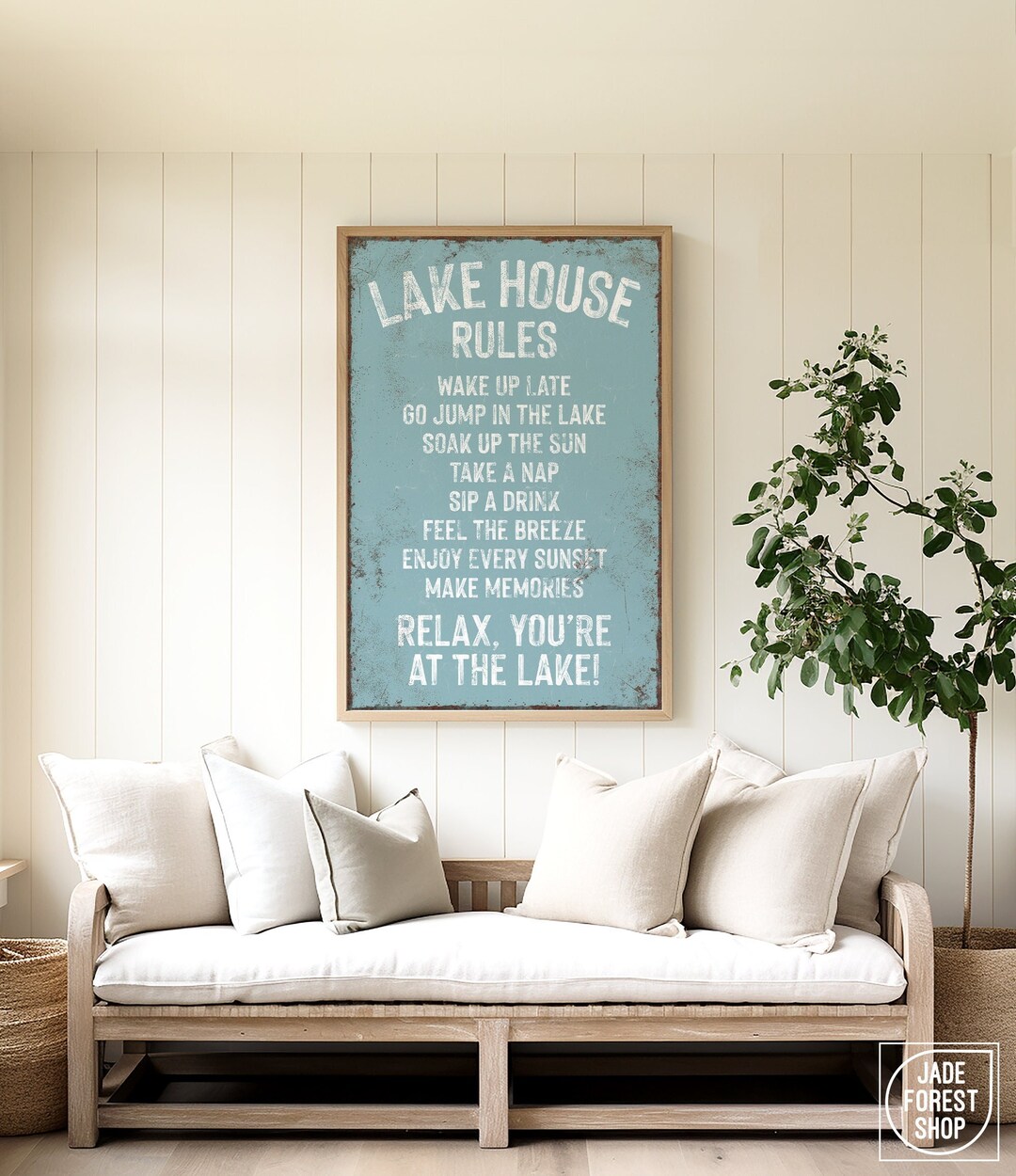 LAKE HOUSE RULES Sign in Tide Blue, Coastal Lake House Decor, Fun Lake ...