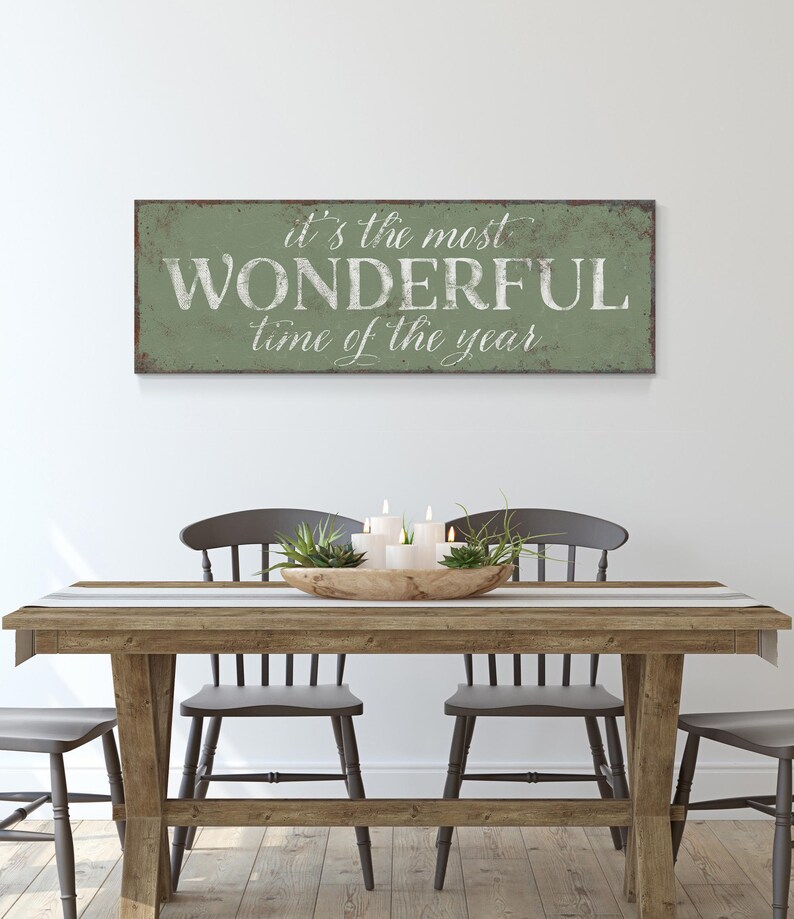 Holiday Wall Art Print: 'most Wonderful Time' in Seagrass Green - Etsy