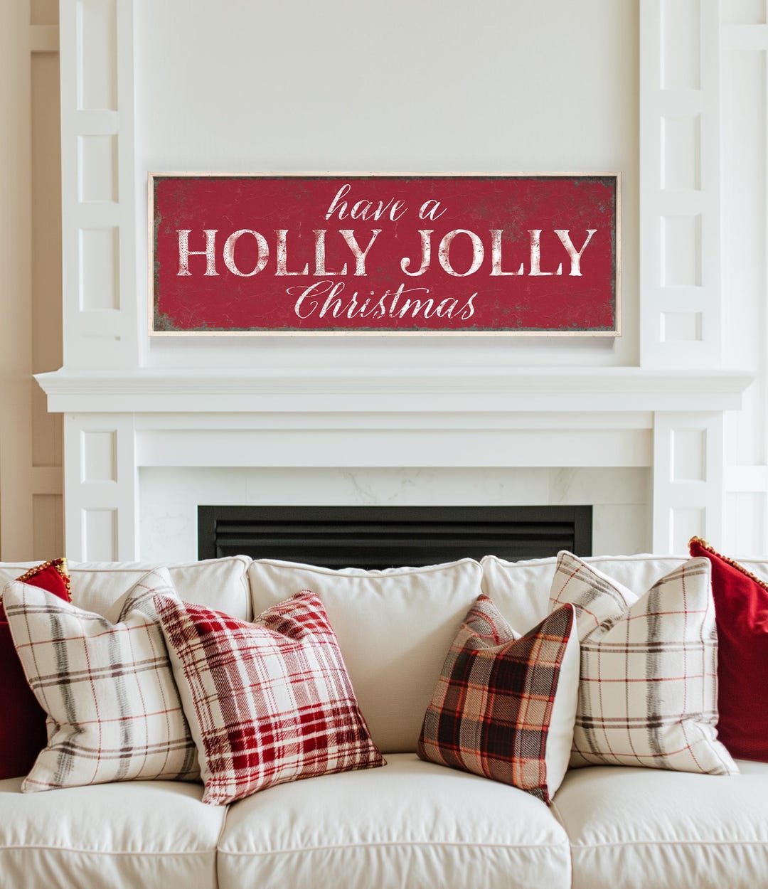 Holly Jolly Christmas Sign, Festive Home Decor, Seasonal Wall Art ...