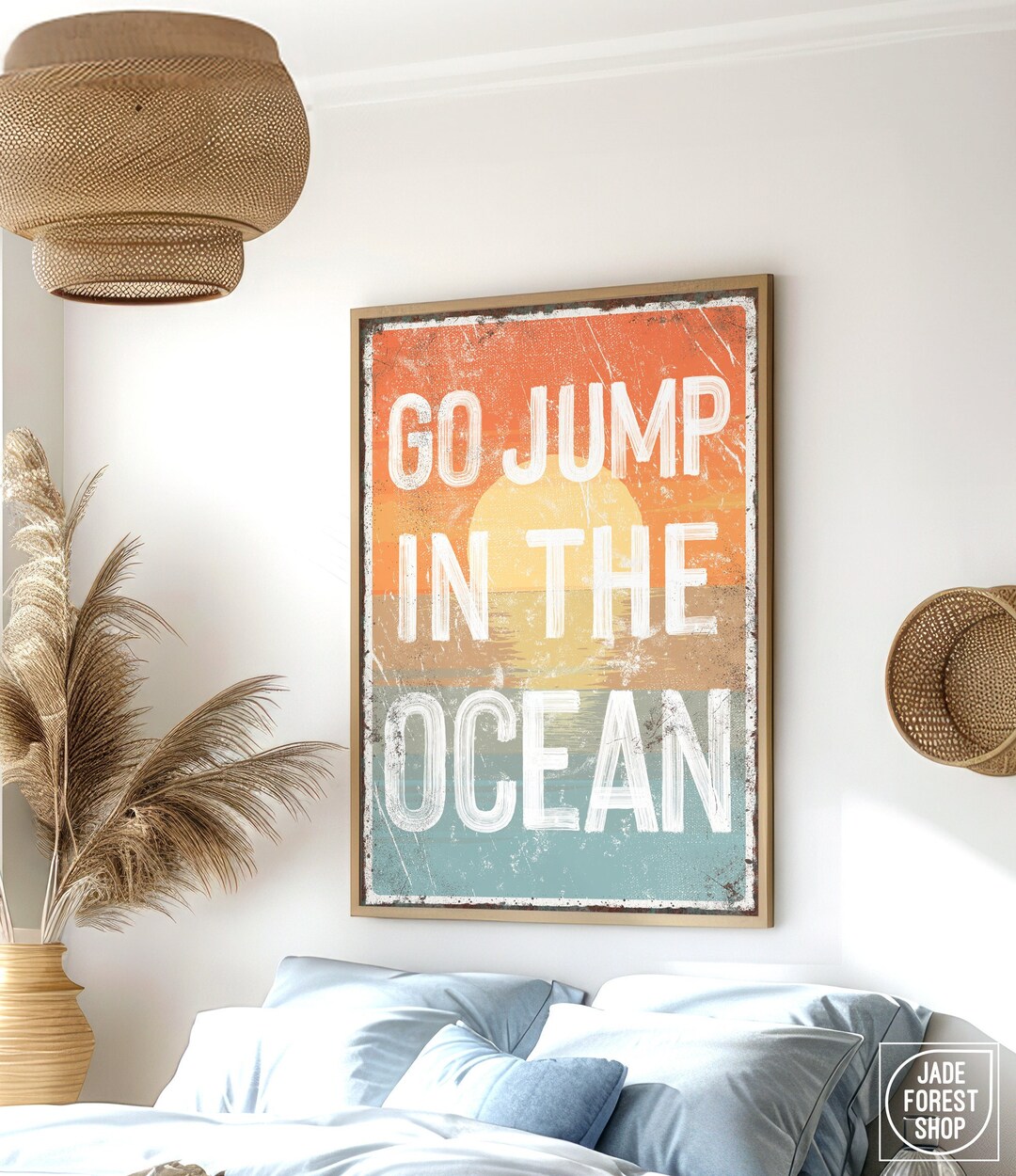 Go Jump in the OCEAN Sign > Sunset Accent, BEACH HOUSE Decor, Coastal ...