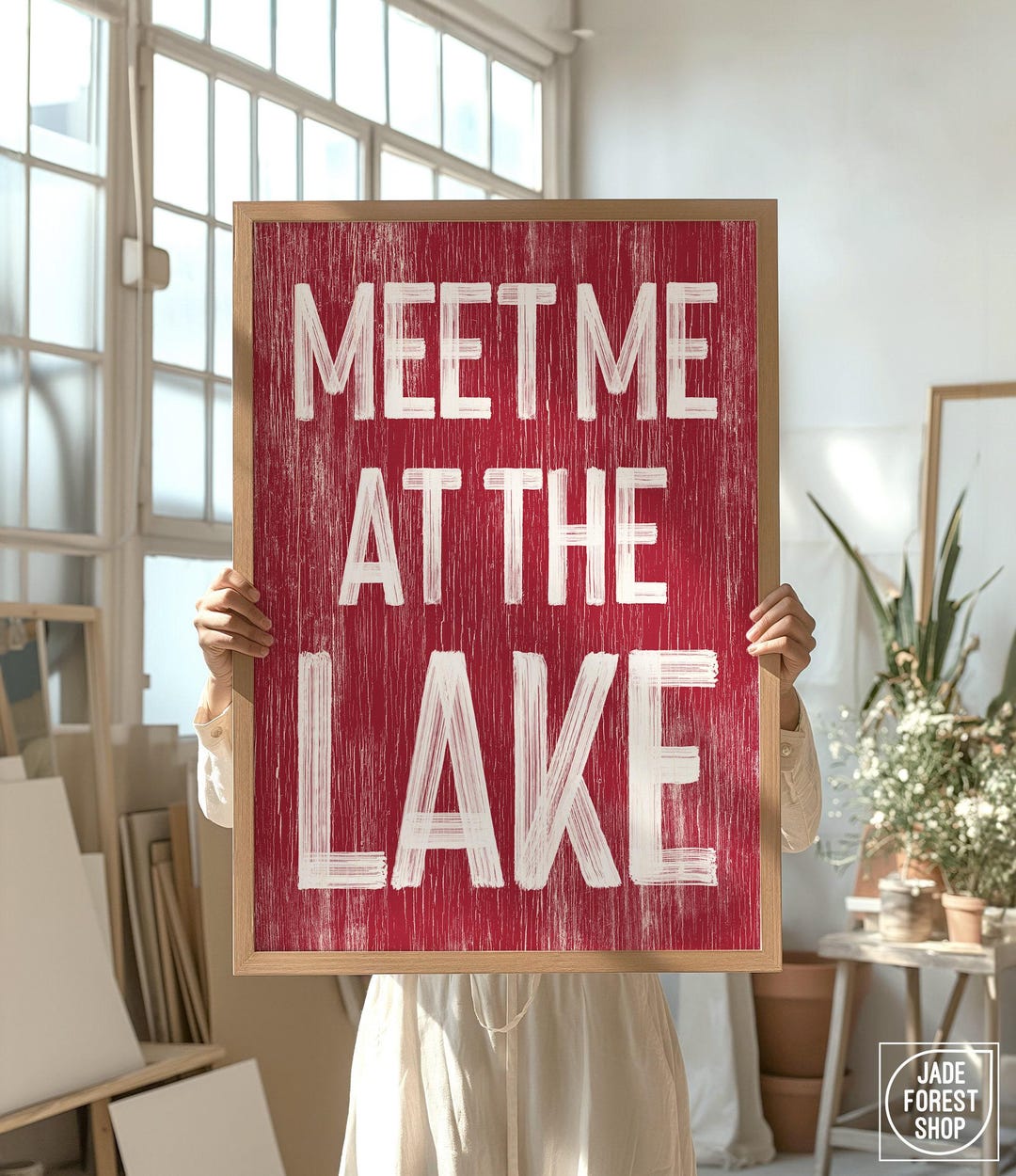 Vintage Lake Sign - Rustic Dark Red Wall Art for Cabin - Etsy