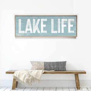 Lake Life Wall Art, Tide Blue Driftwood Style (long Horizontal Sign) - Etsy