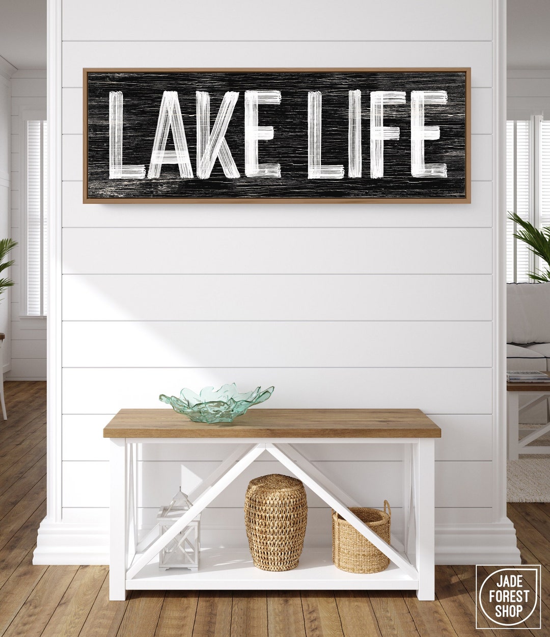 Vintage Lake Life Wall Print - Black and White Faux Weathered Wood ...