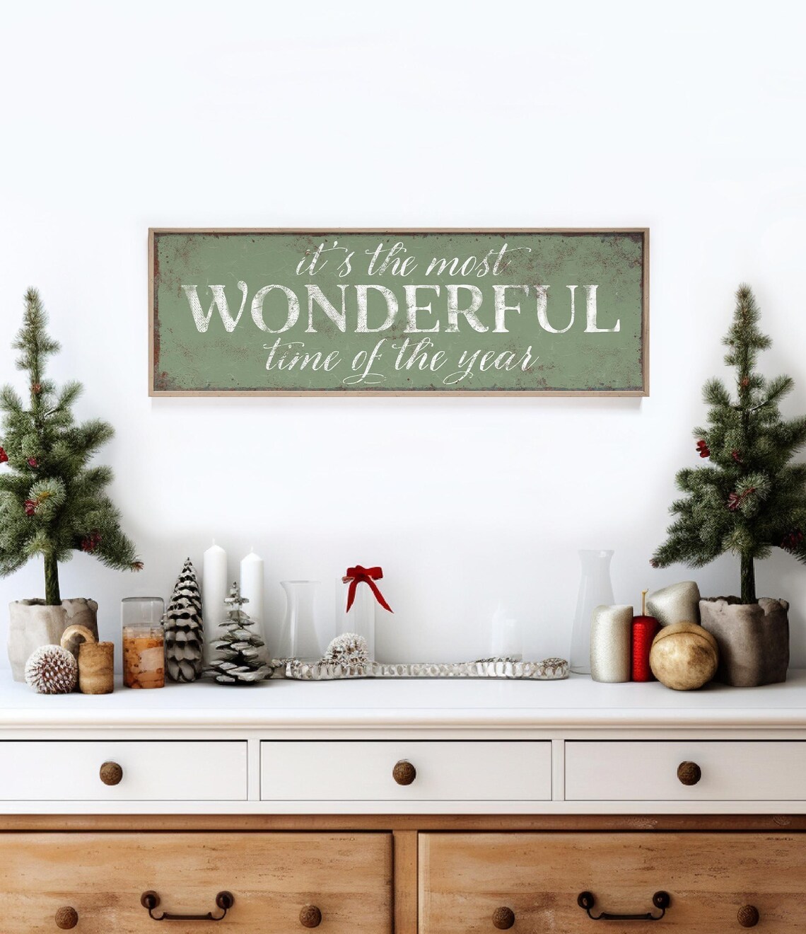 Holiday Wall Art Print: 'most Wonderful Time' in Seagrass Green - Etsy