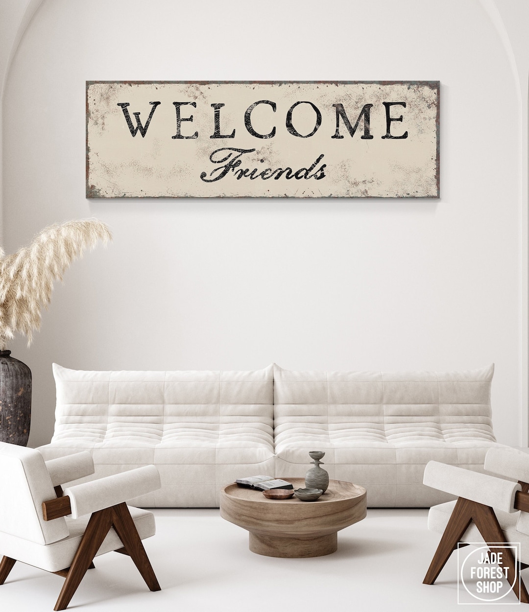 Antique Ivory WELCOME FRIENDS Sign for Entryway or Foyer • rustic ...