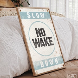 Rustic NO WAKE Posters, Retro Nautical Decor, Unique Gift for Boater ...