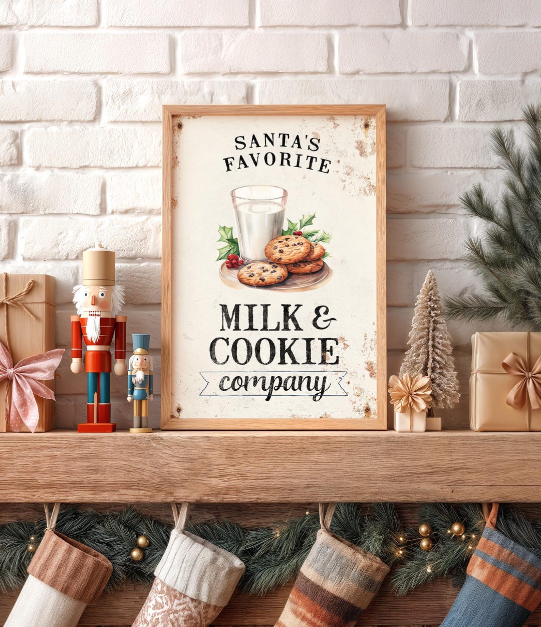 Holiday Wall Sign: Santa’s Milk & Cookies - Rustic Frame Options - Etsy