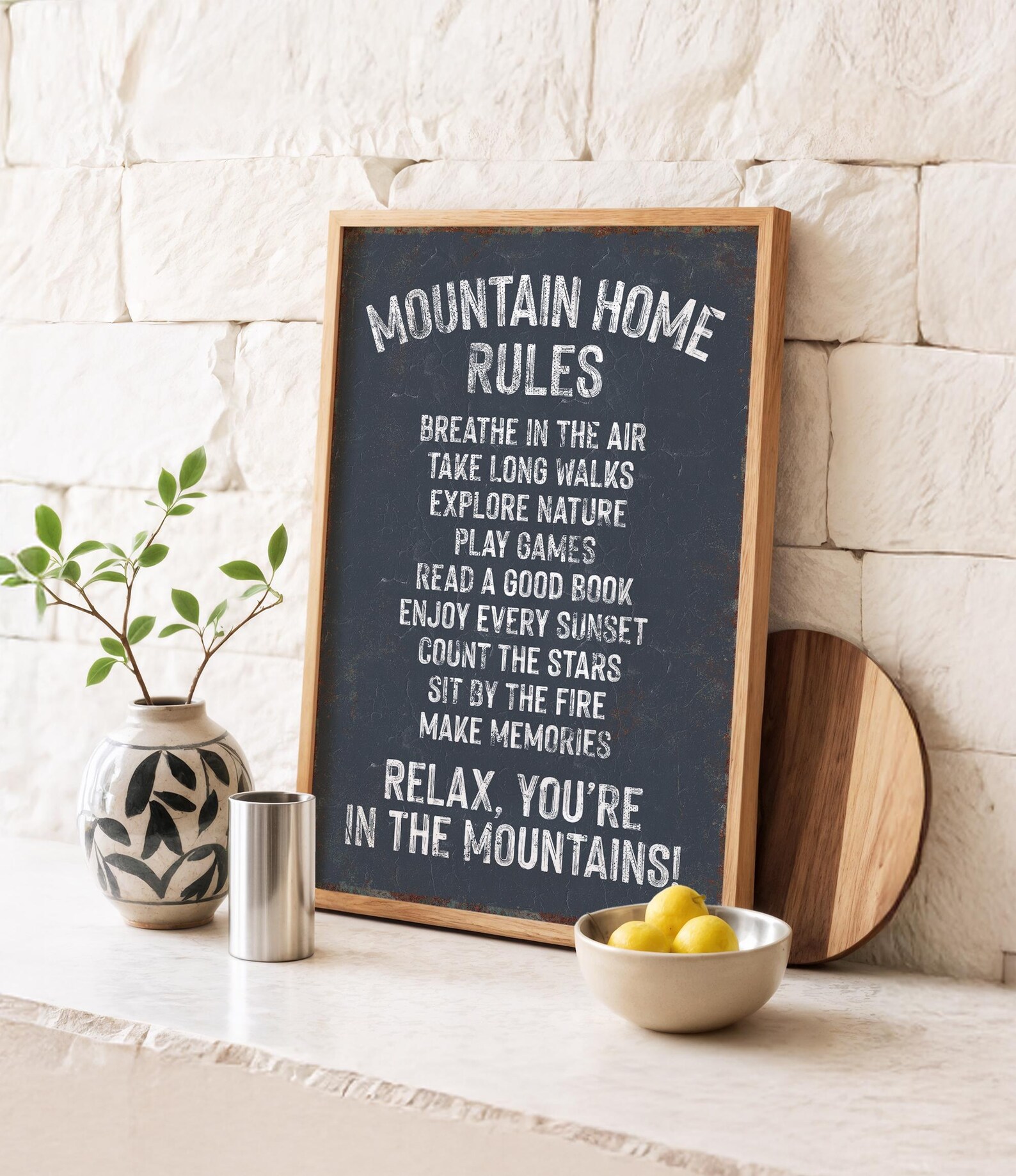 Cabin Wall Art: Mountain Home Rules Sign - Hale Navy (blue Gray) - Etsy