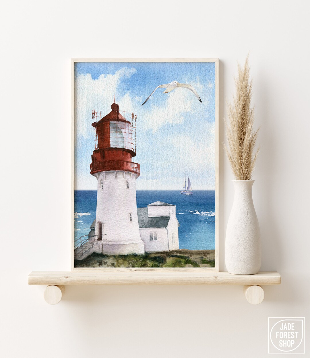 Vintage Lighthouse Print, Lighthouse Nautical Decor, Coastal Wall Decor ...