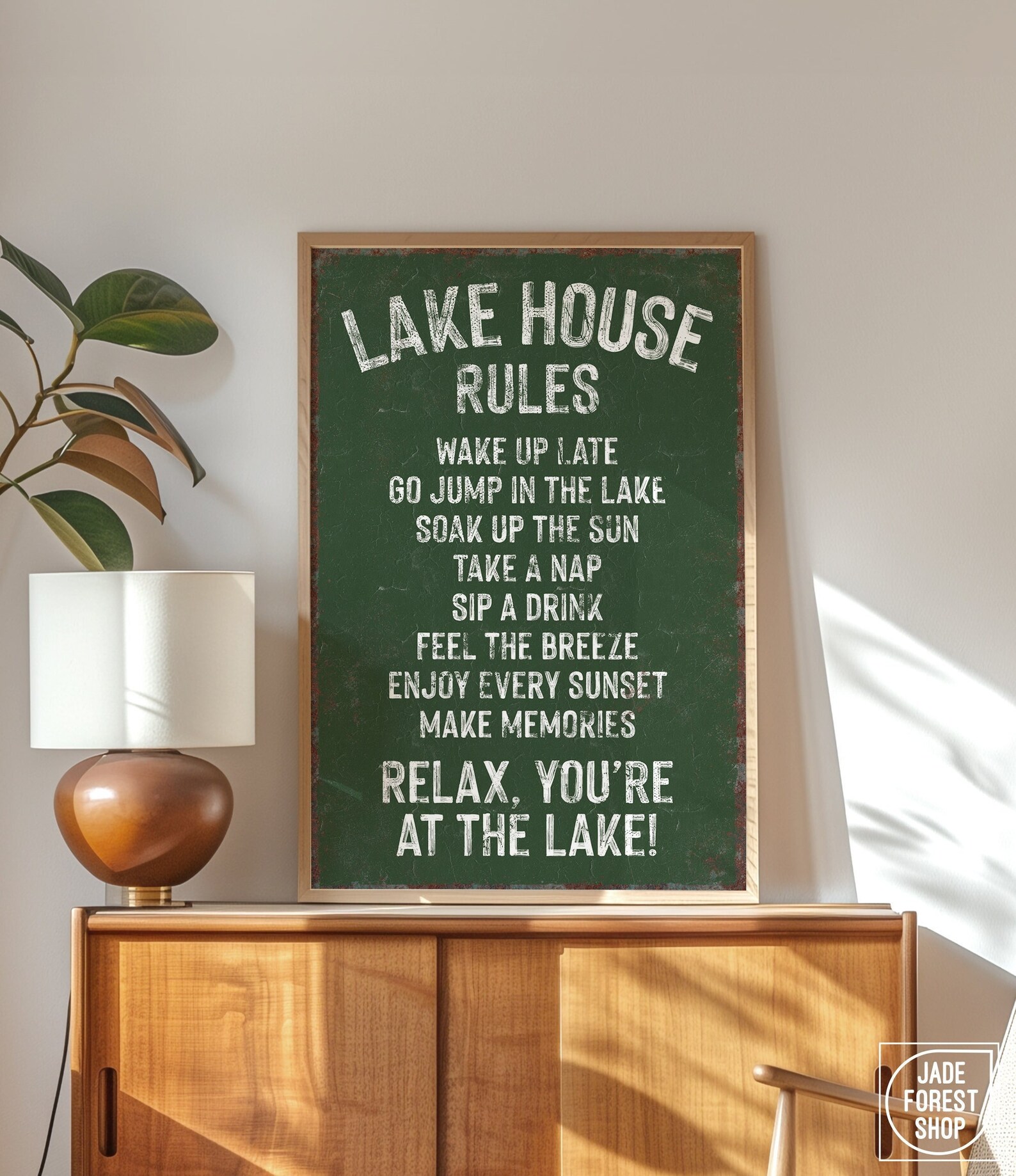Lake House Rules Sign in Vine Green, Rustic Lakehouse Decor, Vintage ...