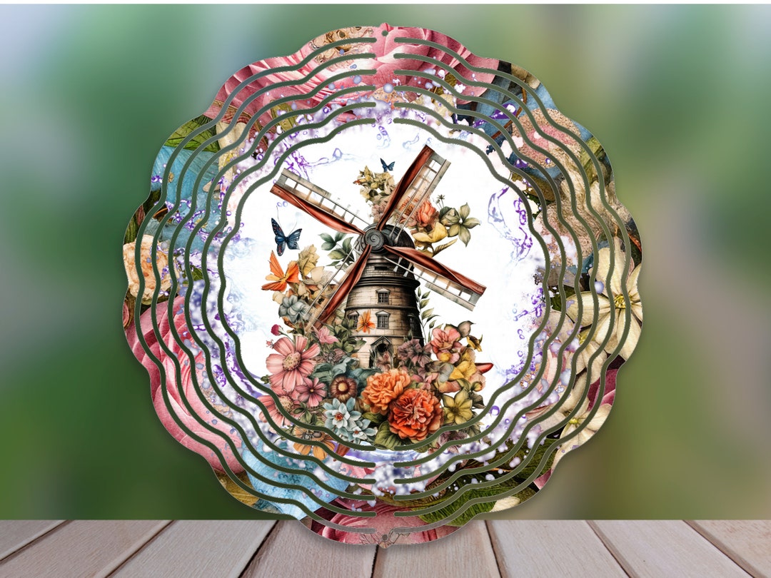 Windmill Wind Spinner Sublimation Design, Floral Windmill Windspinner ...