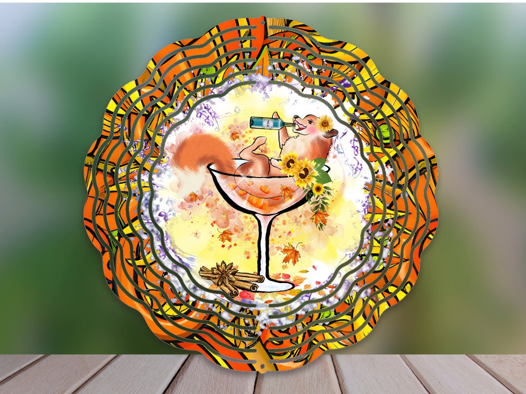 Fox Cocktail Windspinner PNG for Sublimation, Fox Sunflower 10inch Wind ...