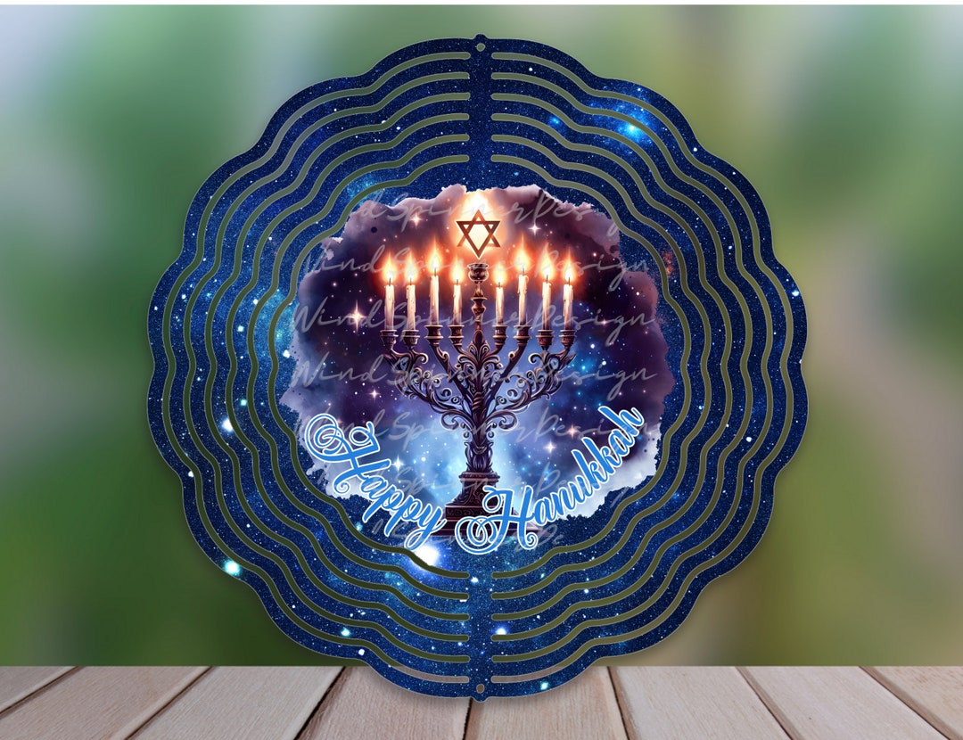 Happy Hanukkah Wind Spinner Sublimation Design, Menorah Wind Spinner ...