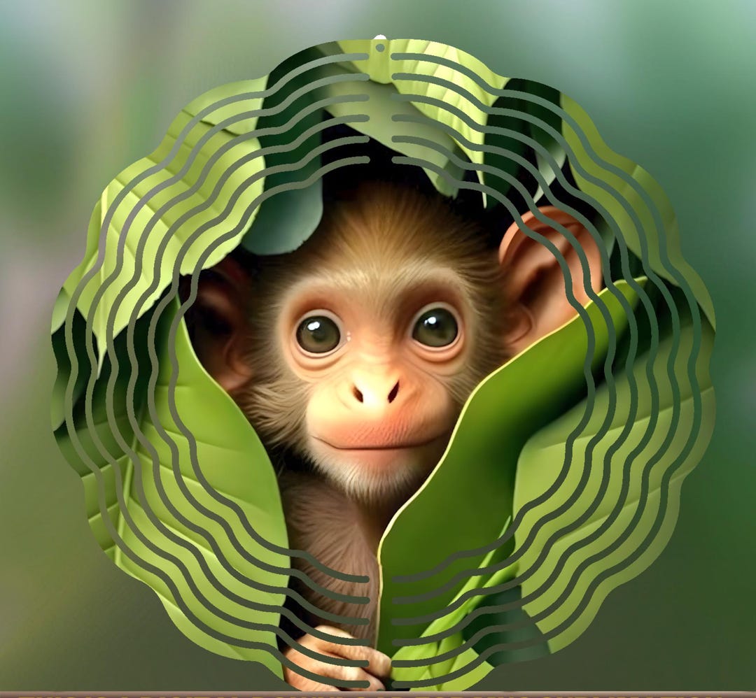 Monkey Wind Spinner Sublimation Design, Cute Baby Monkey Windspinner ...