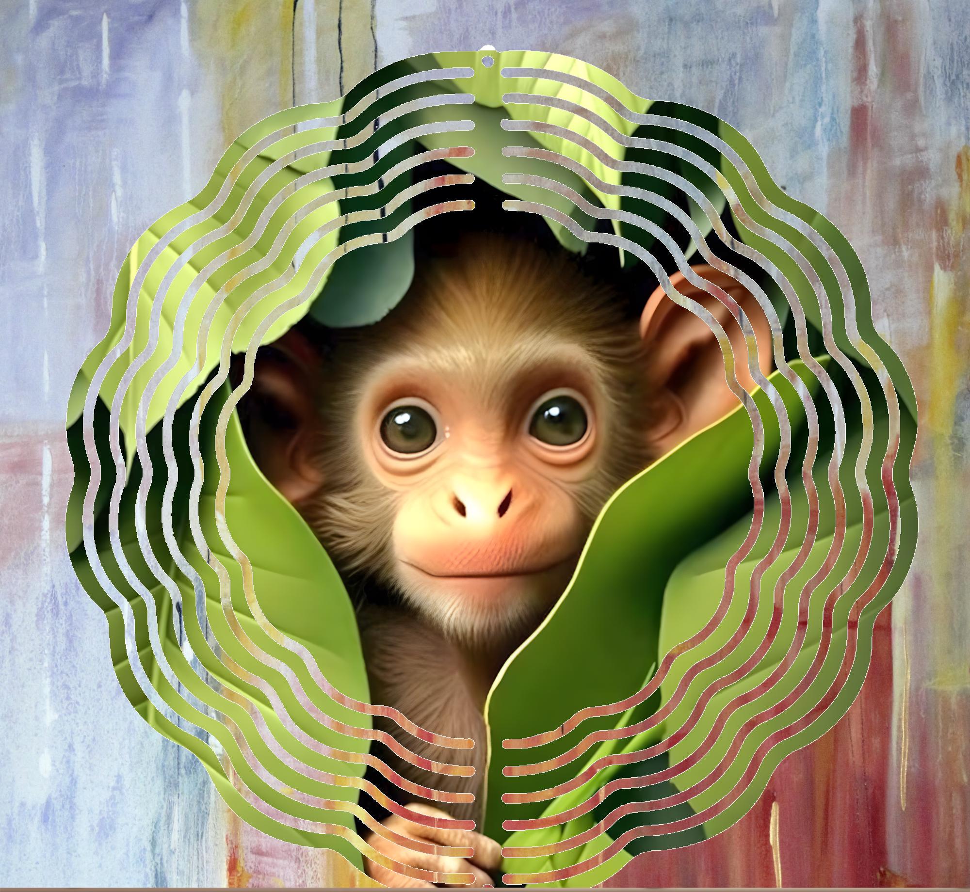 Monkey Wind Spinner Sublimation Design, Cute Baby Monkey Windspinner ...