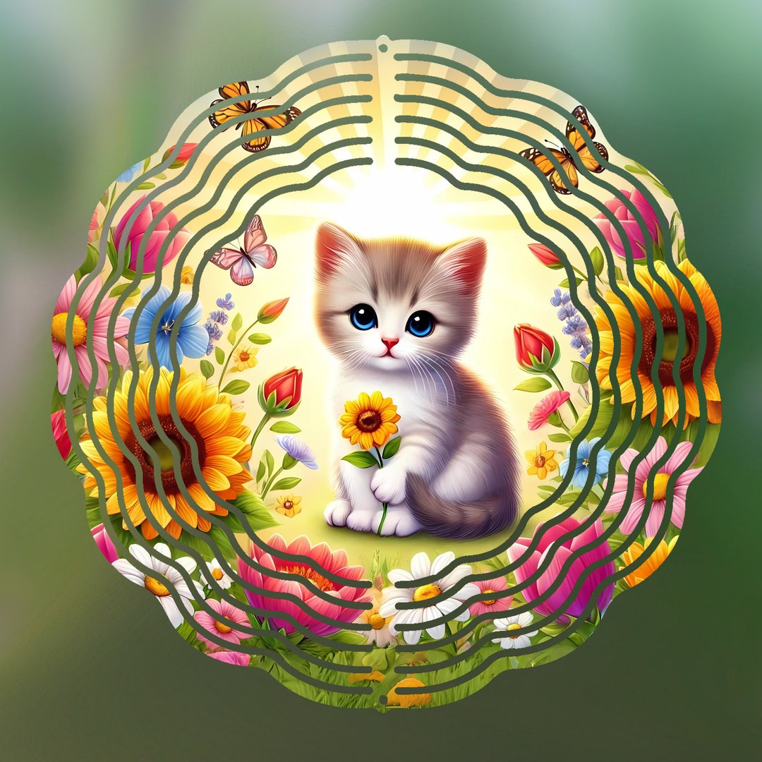 Sweet Kitty Wind Spinner Sublimation Design, Cat Windspinner PNG for ...