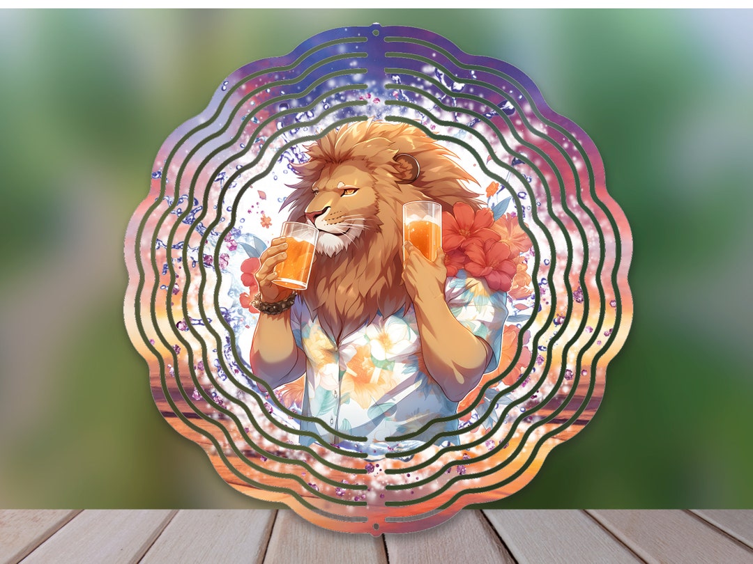 Lion Wind Spinner Sublimation Design, Summertime Drinking, Lion ...