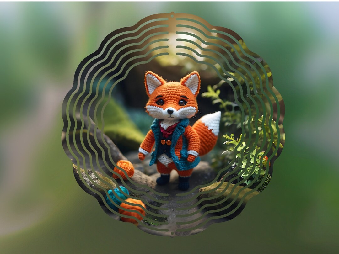Amigurumi Red Fox Wind Spinner Sublimation Design, Fox Windspinner PNG ...