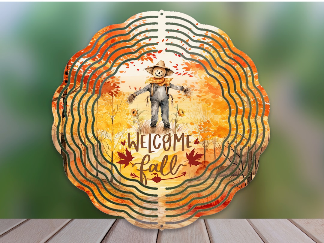Welcome Fall Scarecrow Wind Spinner Sublimation Design (PNG Digital ...