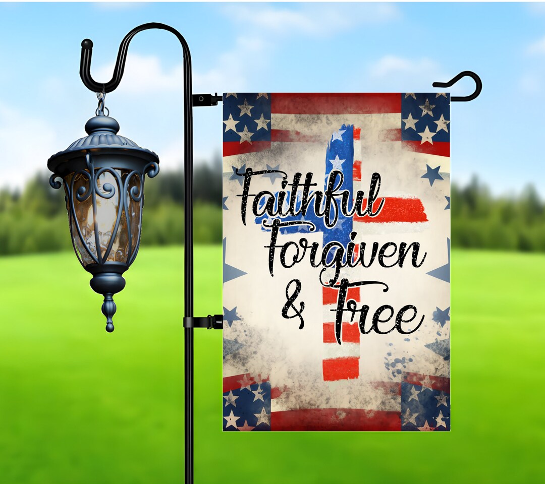 Cross Garden Flag Sublimation Design, Faithful Forgiven Free Garden ...